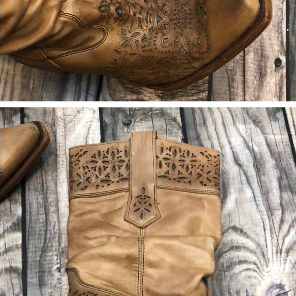 Cuadra Laser Cut Leather Cowboy Boots - Gem